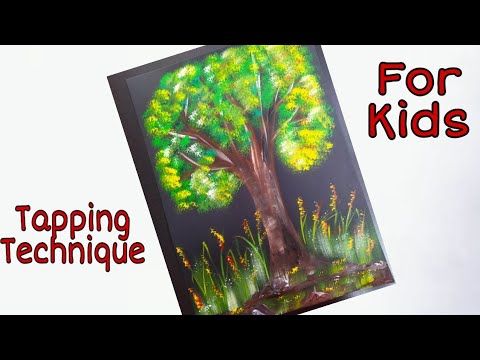 How to draw a beautiful tree by tapping technique - YouTube