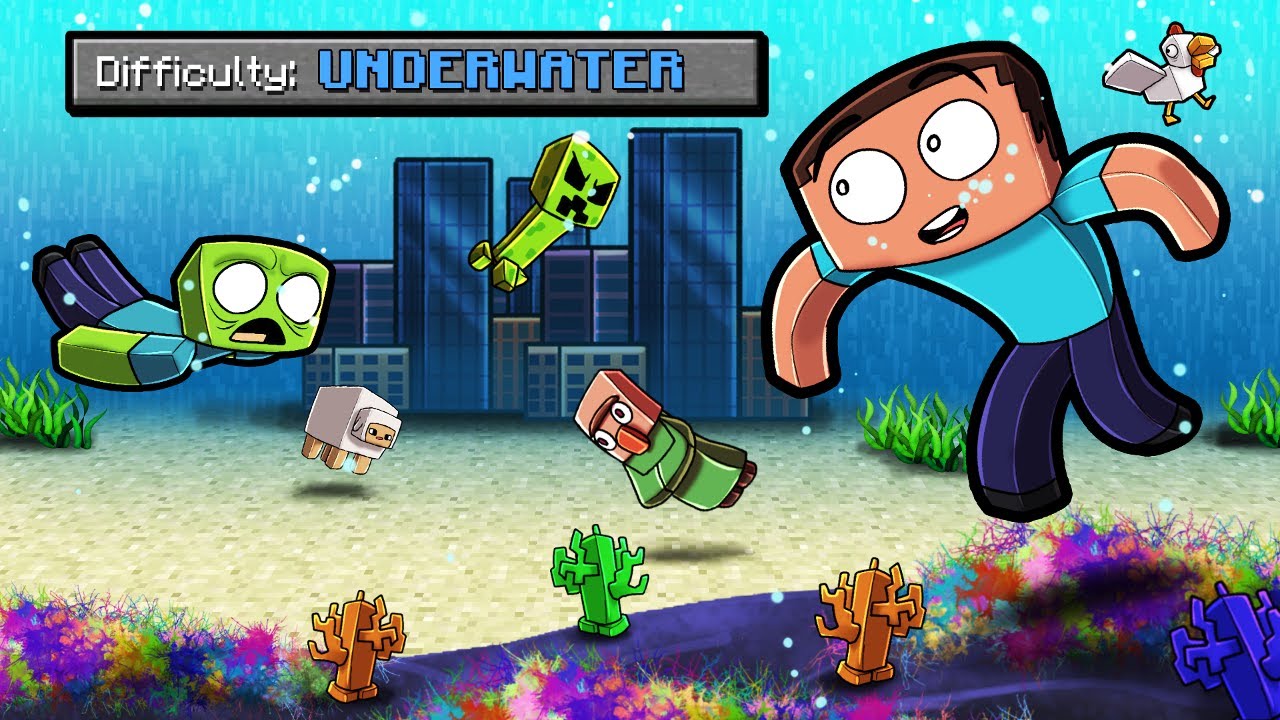 Underwater ONLY Survival in Minecraft! (Flooded WORLD) - YouTube