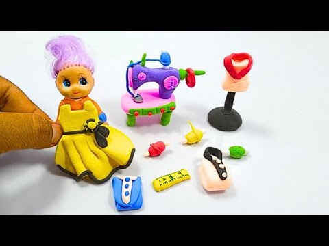 DIY How to Make Polymer Clay Miniature Sewing Machine Set | Sewing ...