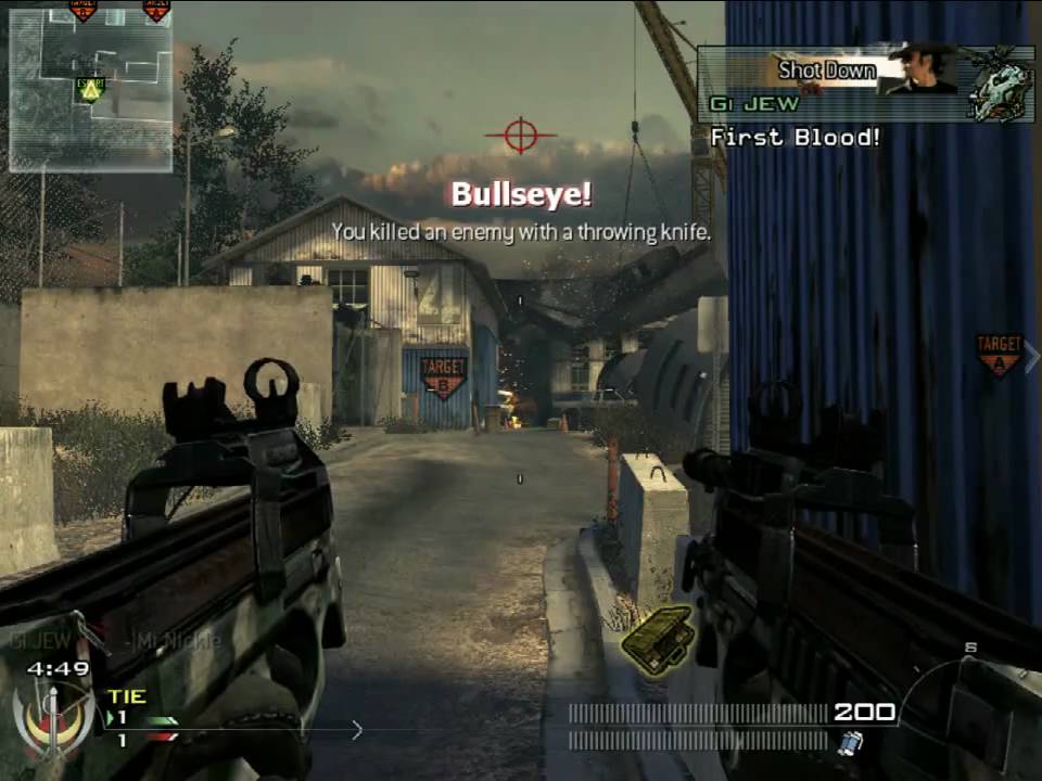 Modern Warfare 2 MW2: Crazy throwing knife kill - YouTube