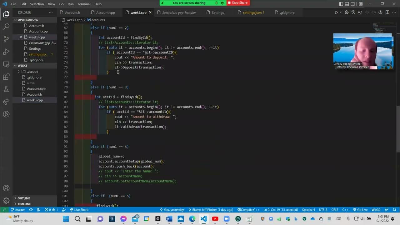 Bank Account Manager C++ Program - Multiple Accounts - YouTube