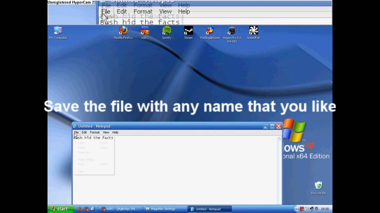 Windows Notepad "Easter Egg" - "Bush hid the facts" - YouTube