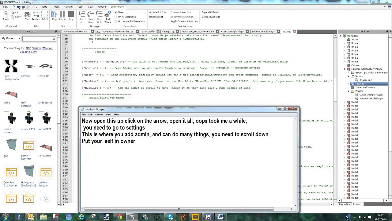 How to put Epix Inc Admin Suite EISS in your roblox game - YouTube