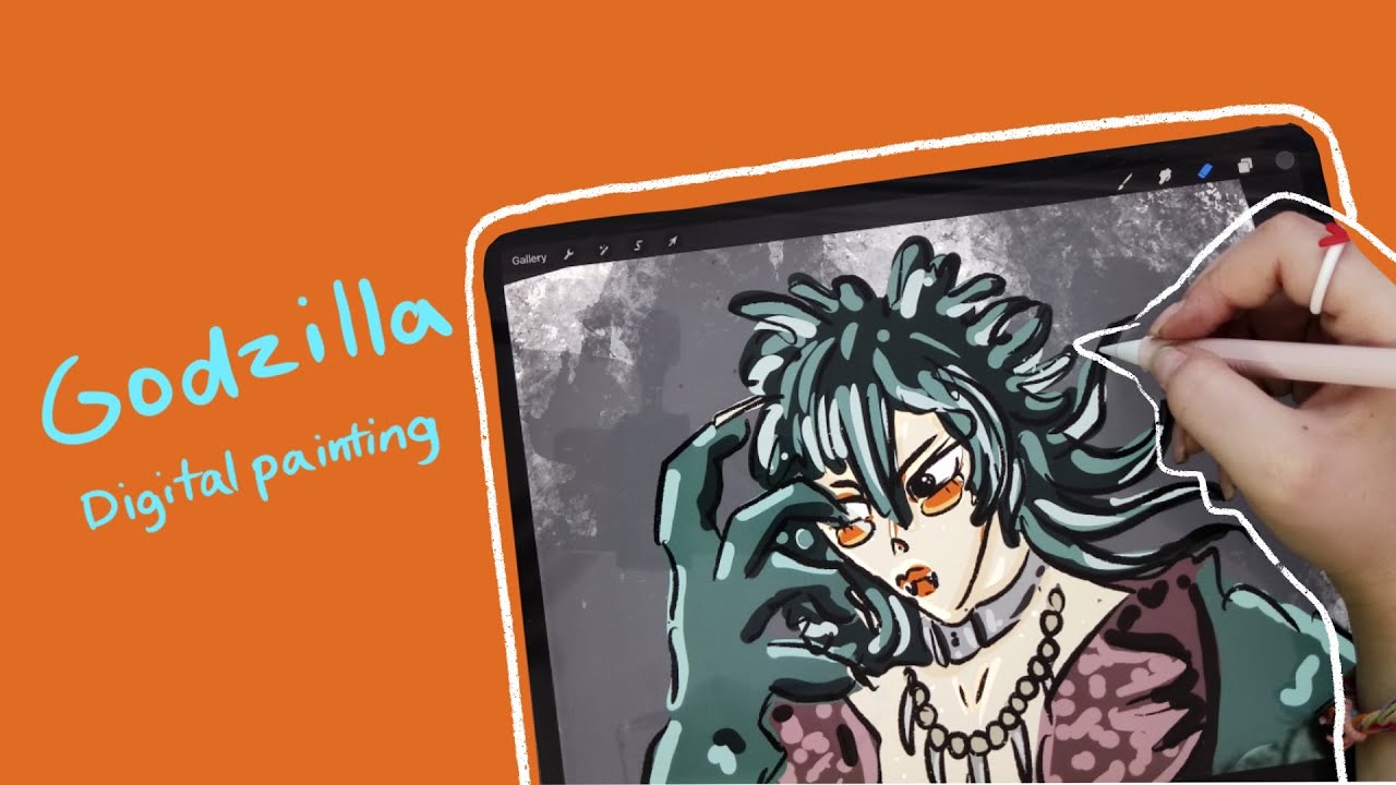 Godzilla digital drawing(asmr) | Godzilla vs king kong digital art ...