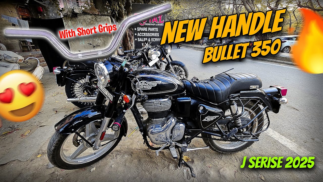 NEW HANDLE FOR BULLET 350 WITH SHORT GRIPS BATTALION BLACK | MILITARY ...