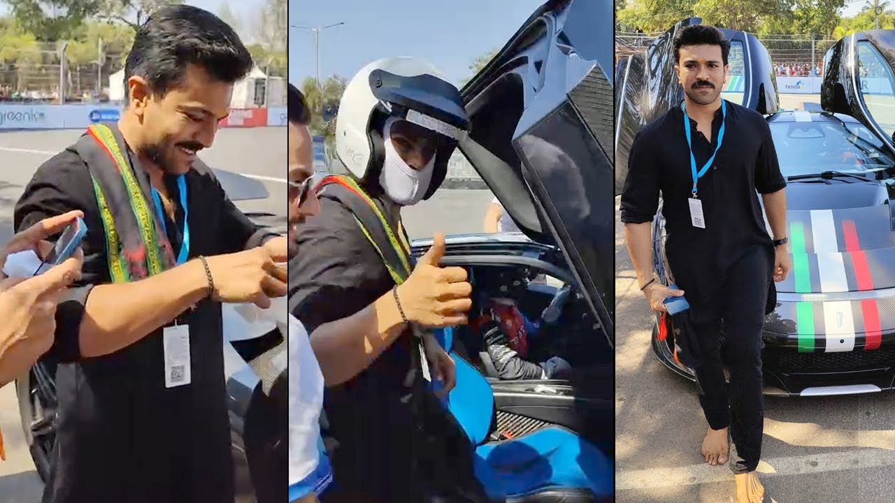 Ram Charan Car Racing At Formula E Racing In Hyderabad | Sachin ...