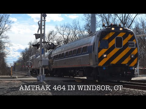 Amtrak 464 northbound in Windsor, CT - YouTube