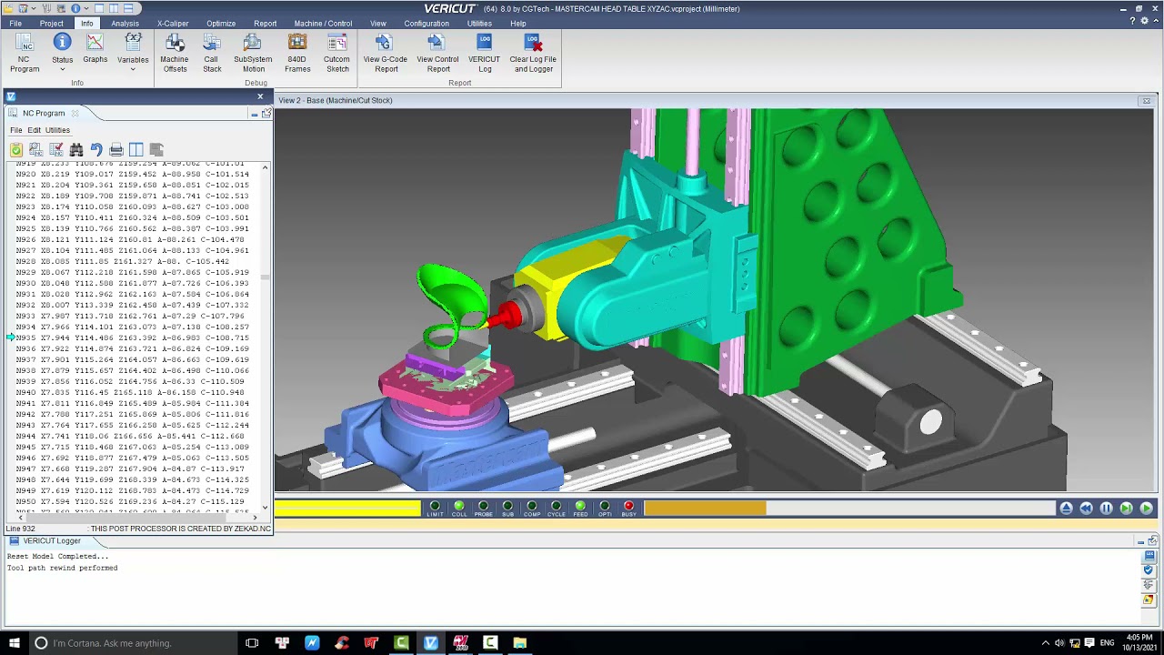 CHECK POST PROCESSOR OF MASTERCAM FOR HEAD TABLE 5 AXIS MACHINE - YouTube