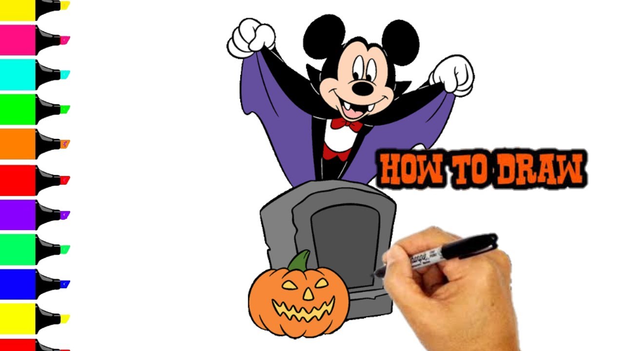 Halloween mickey mouse drawing | How to draw Mickey mouse ghost - YouTube