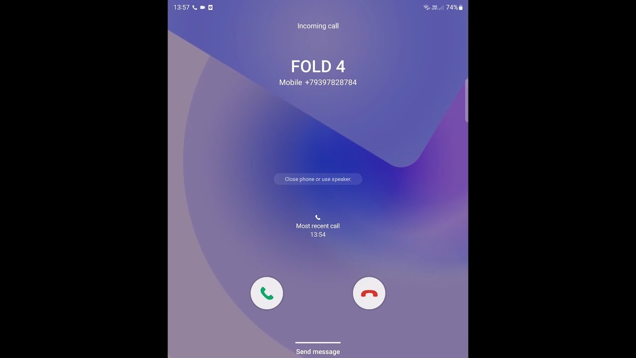 Samsung Galaxy Z Fold 4 Incoming Call Screen Video - YouTube