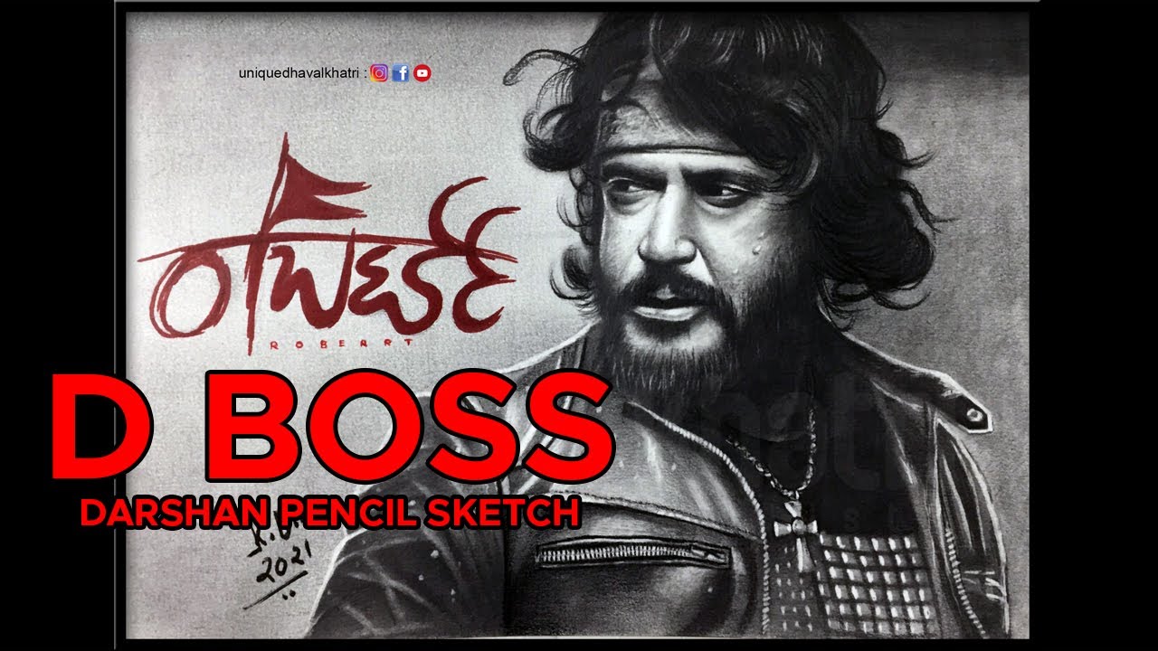 Pencil sketch D Boss | Roberrt Movie Poster | Challenging Star Darshan ...