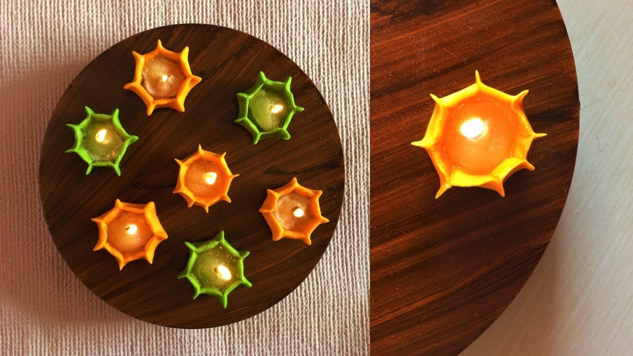 How to make wheat flour diya | Homemade oil lamp for diwali | diy diya ...