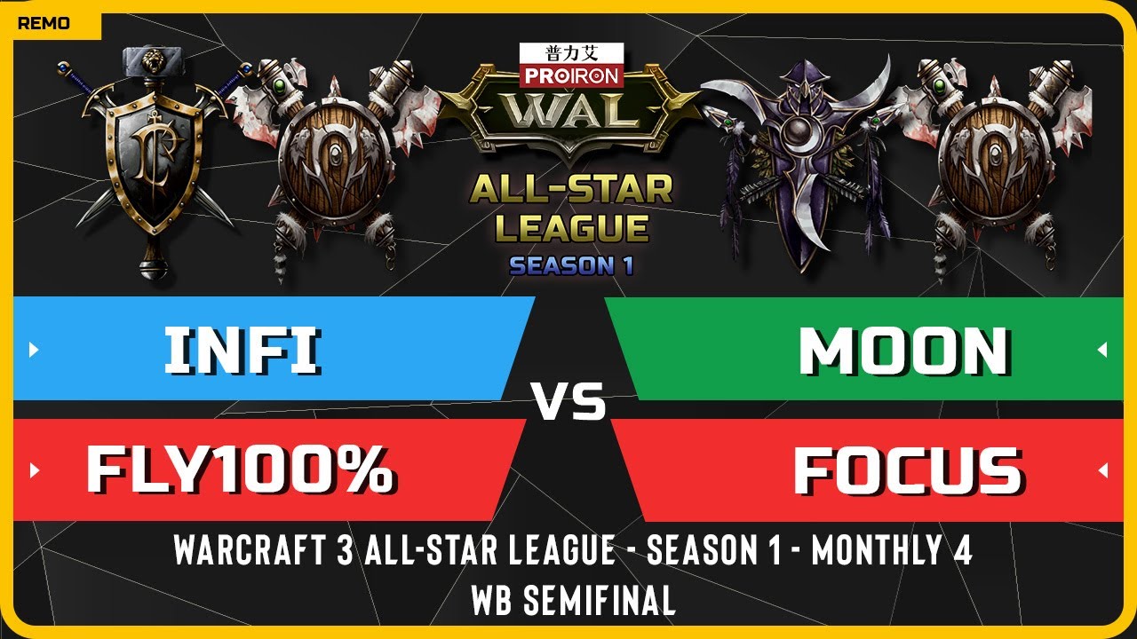 WC3 - Infi & Fly100% vs Moon & FoCuS - WB Semifinal - Warcraft 3 All-Star League - S1 - M4 - YouTube
