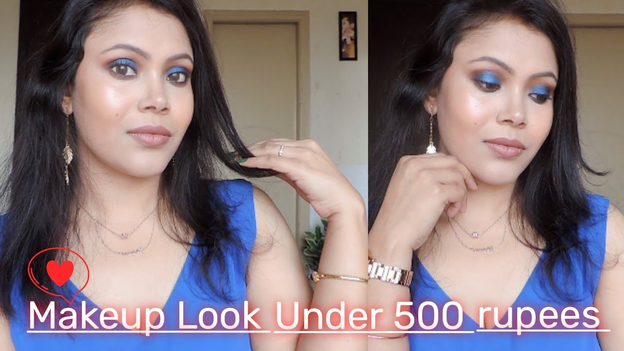 Glam Blue Smokey Eye Makeup look || Under 500 Rupess || Valentine Day ...