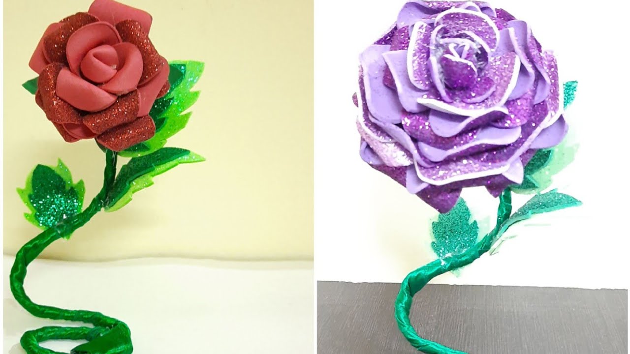 Rose Flower show piece made from Foam sheet / Gift item 💐😊 / Foam sheet ...