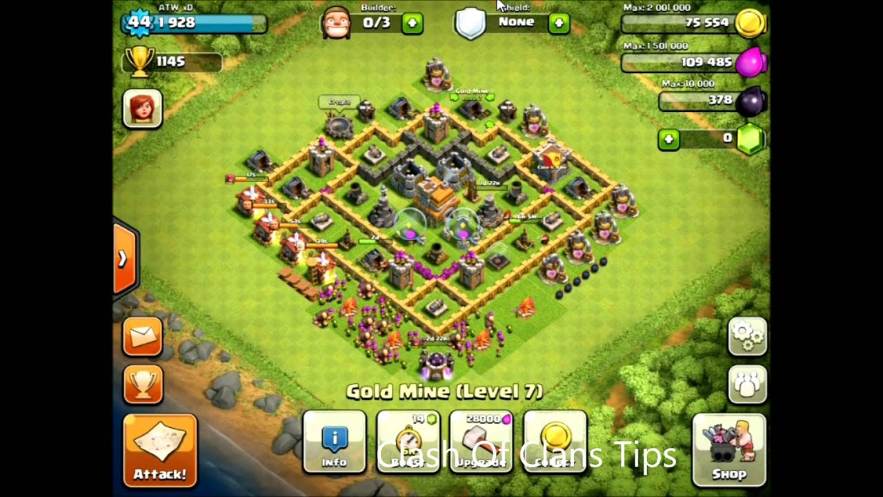 Clash Of Clans - Town Hall 7 Base Defense - YouTube