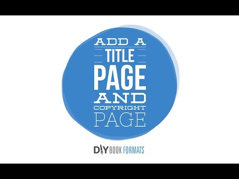 How to Add a Title Page & Copyright Page to Your Book| Formatting #6 ...