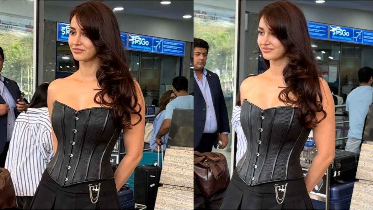 Disha Patani wears pleated micro mini skirt at Mumbai airport - YouTube
