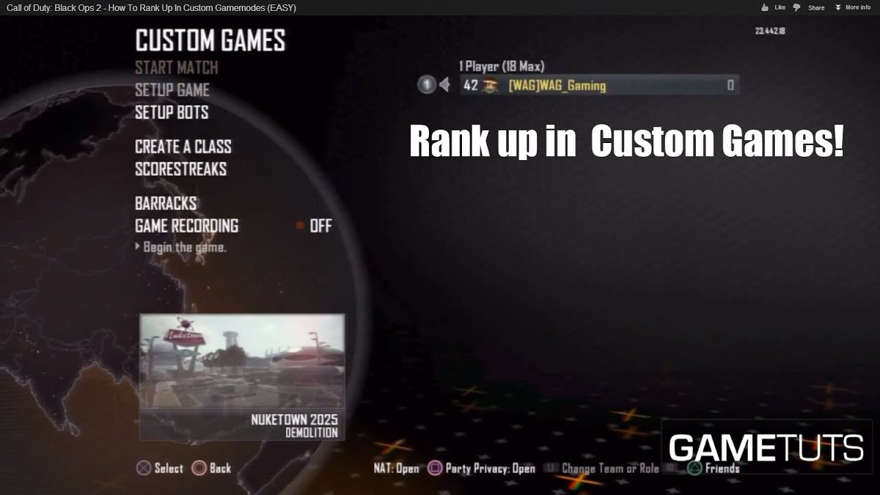 Call of Duty: Black Ops 2 - How To Rank Up In Custom Gamemodes (EASY ...
