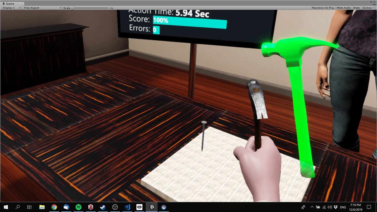 Ovid VR hammer nail demo - YouTube