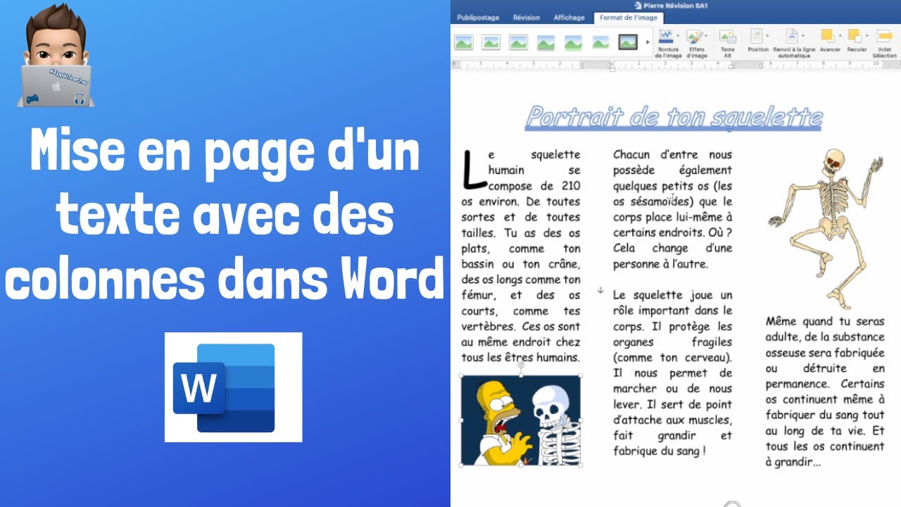 Mise en page d'un texte avec des colonnes dans Word - YouTube