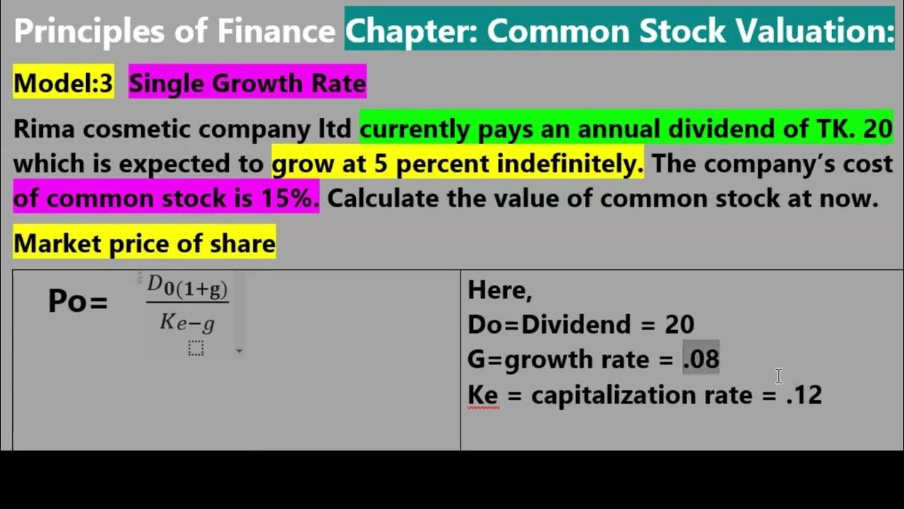 🔴LIVE: COMMON STOCK VALUATION PRINCIPLES OF FINANCE Single Growth Rate CLASS-3 BBA 1st & 2nd 🔥 ...