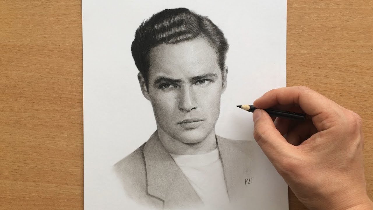 Marlon Brando Pencil Portrait Time Lapse - YouTube