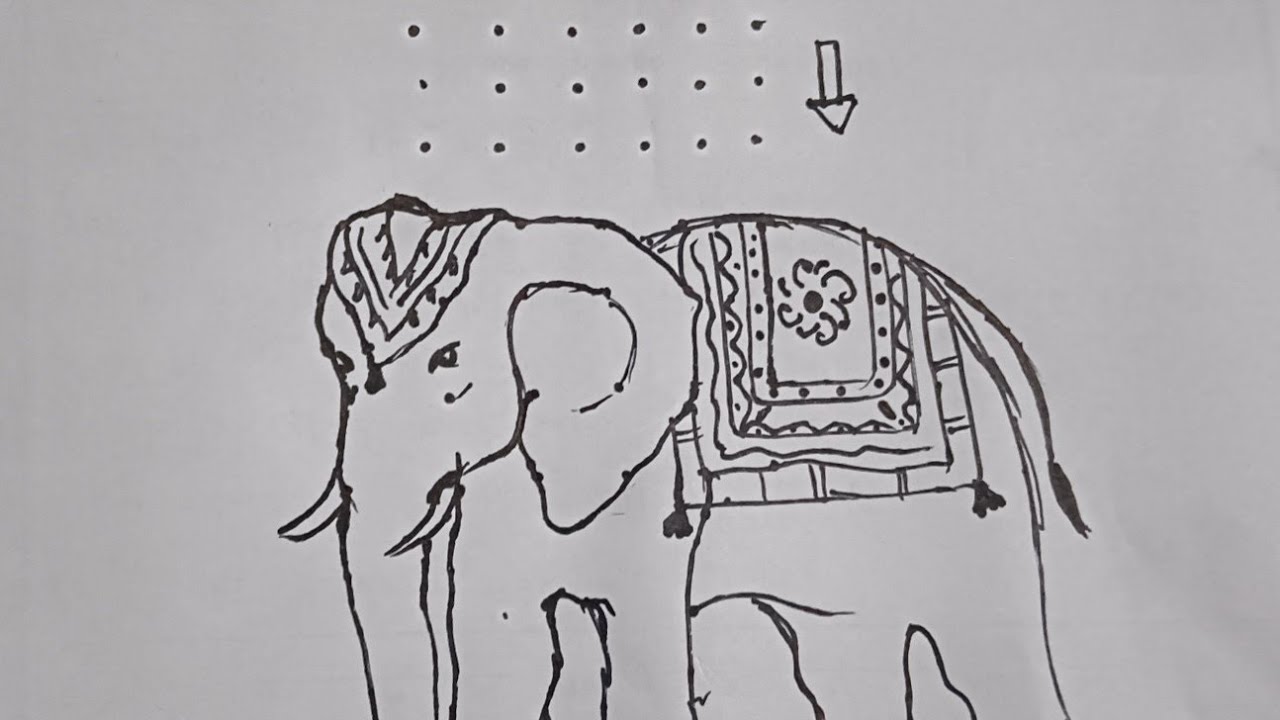Drawing elephants using dots # elephant drawing# dots drawing # easy ...