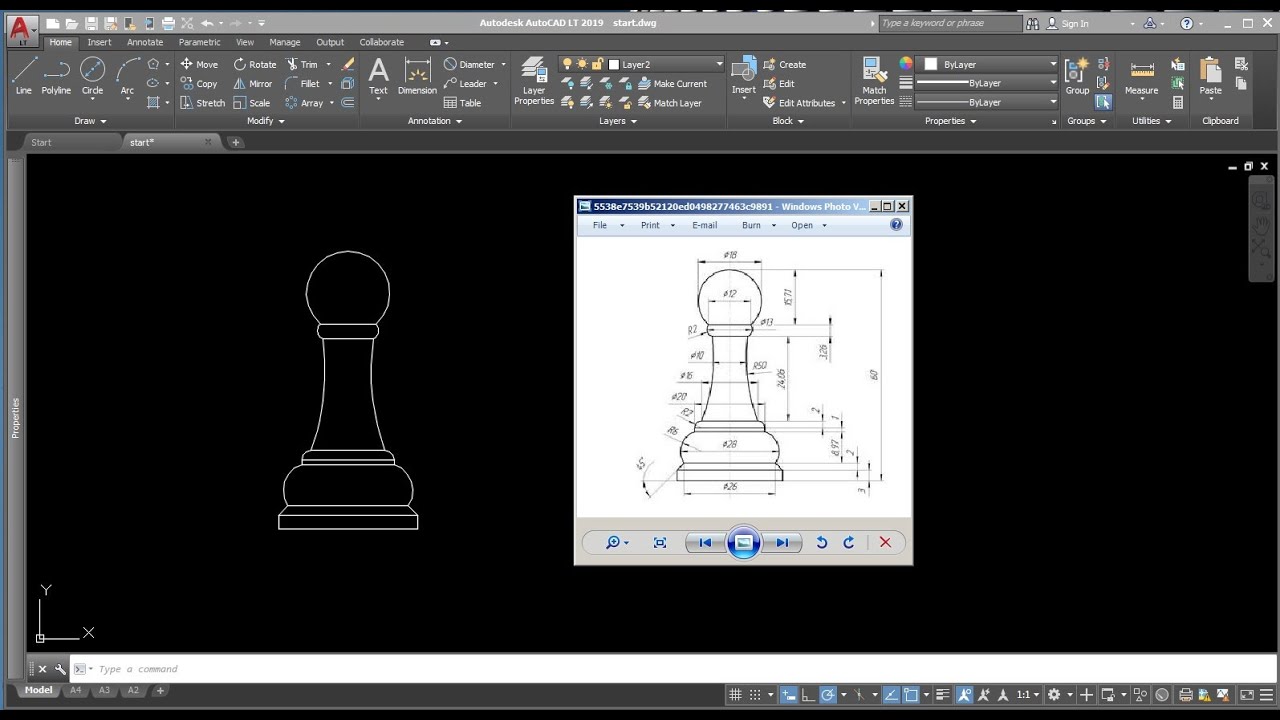Pawn [AutoCAD drawing] - YouTube