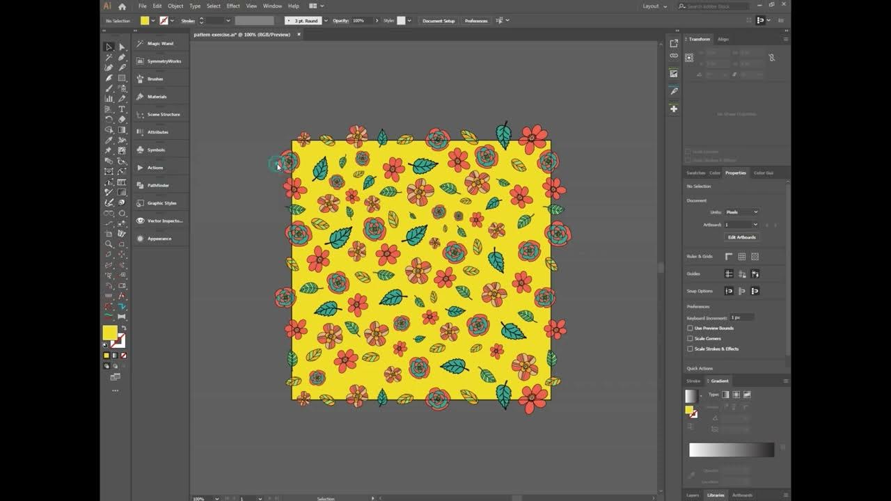 Create seamless pattern by using free scripts and actions in Adobe Illustrator - YouTube
