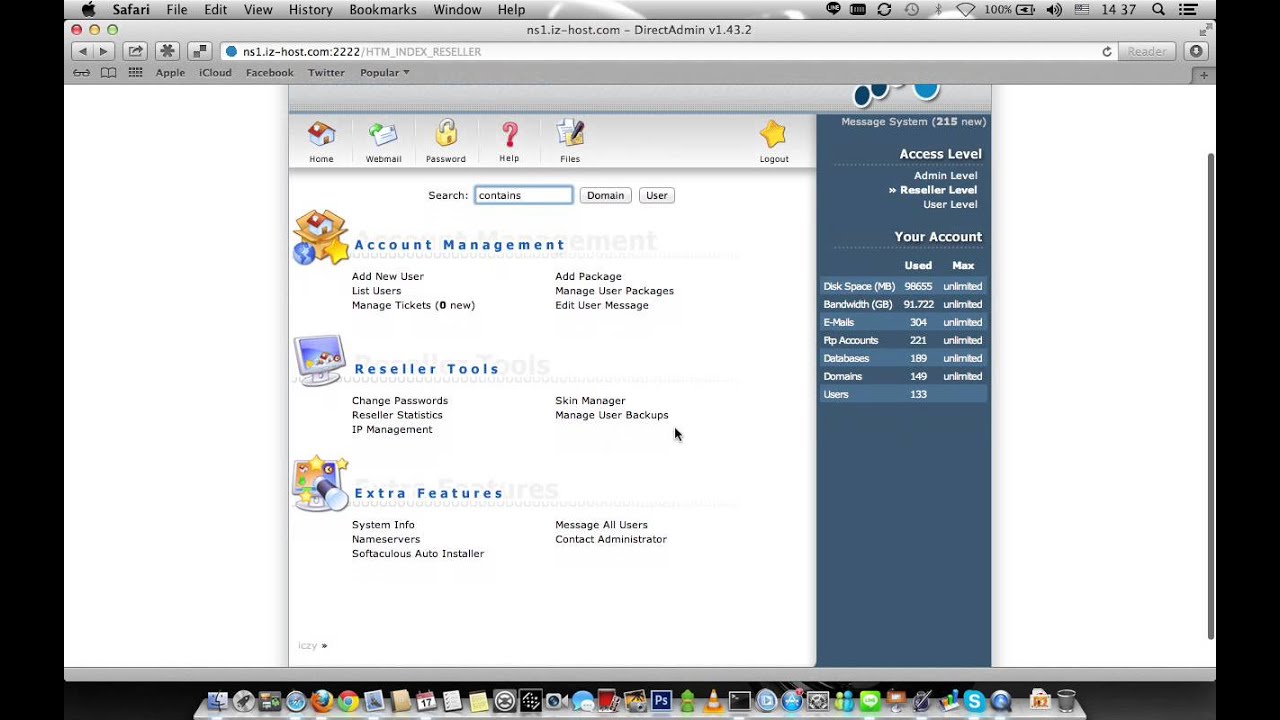 Directadmin Tutorial แนะนำ Reseller Level Overview ภาพรวมตัวแทนจำหน่าย "โฮสติ้ง" โดย Host4.PRO ...