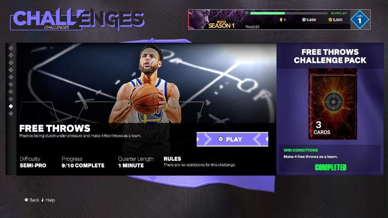 NBA 2K24 MyTEAM Basketball Fundamentals Free Throws Skills Challenge ...