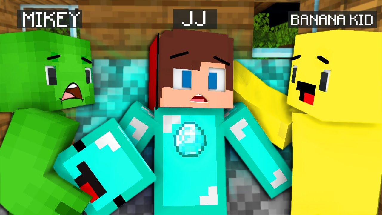 Mikey Unmasked the Diamond Man - it Turned Out to be JJ - Maizen Minecraft Animation with Banana ...