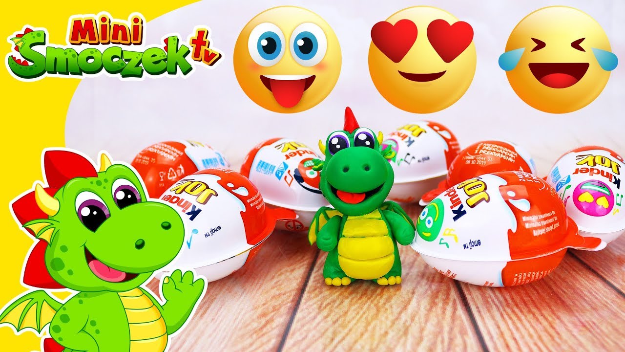 Mini Smoczek i Kinder Joy Emoji Jajka Niespodzianki Zabawki Bajki Dla ...