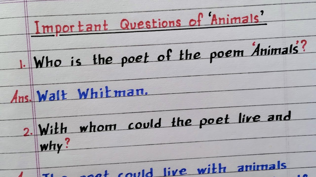 Animals | Extra Questions | Important Questions | Additional Questions ...