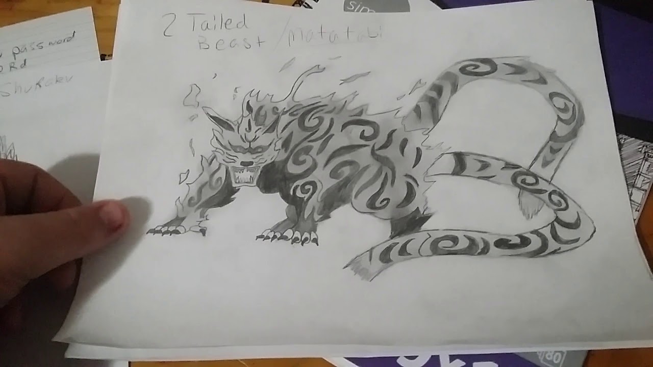 My drawings of the tailed beast from naruto shippuden (1-9) - YouTube