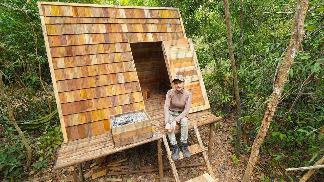 🏡 Crafting Ultimate Bushcraft Shelters | Millionaire Log Cabin ...