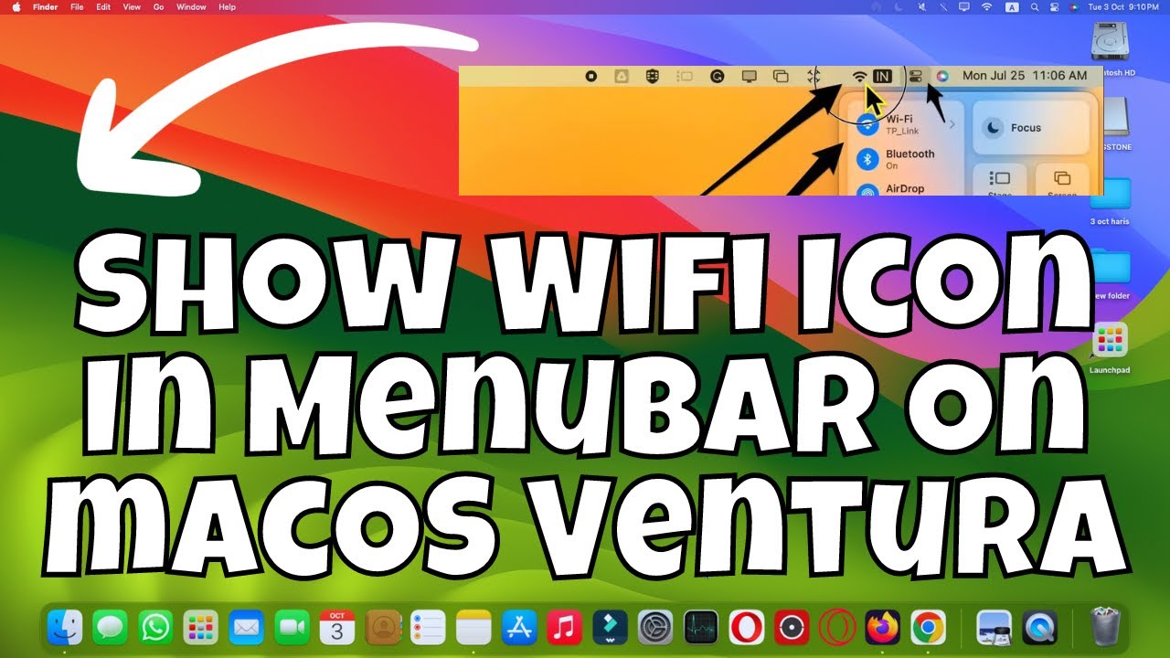 How To Show Wifi Icon In Menubar On macOS Ventura || Show Wifi Icon In ...