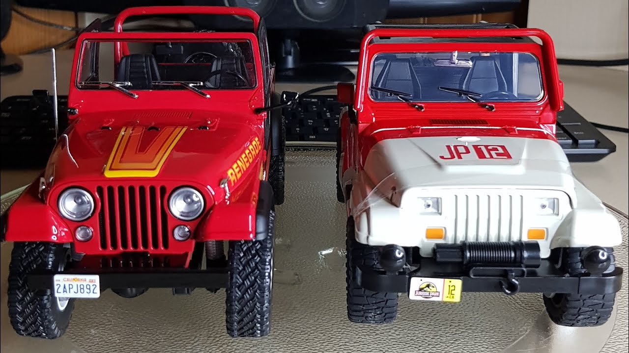 Comparaison Jeep Renegade Terminator & Jeep Wrangler Jurassic park 1/18 ...