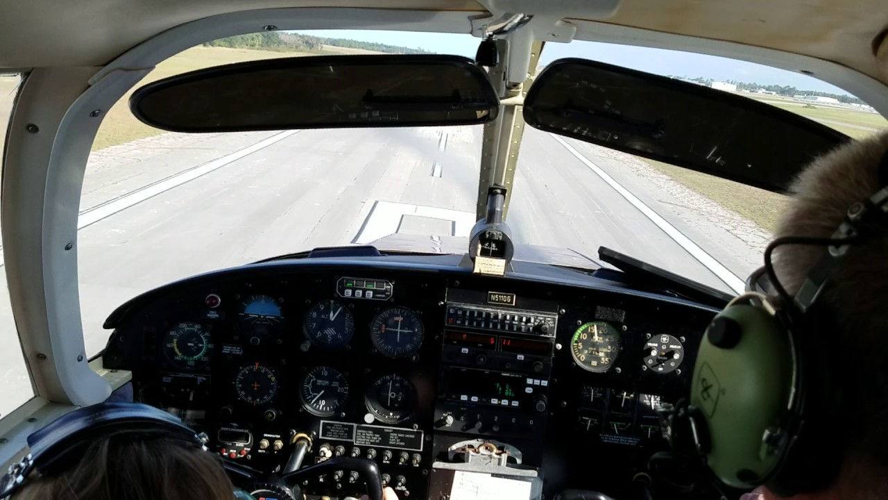 Piper Cherokee 140 touch and go from inside cockpit with 6 year old ...