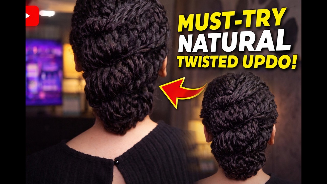 EASY Twisted Updo on Natural Hair | Low Manipulation Protective Style ...