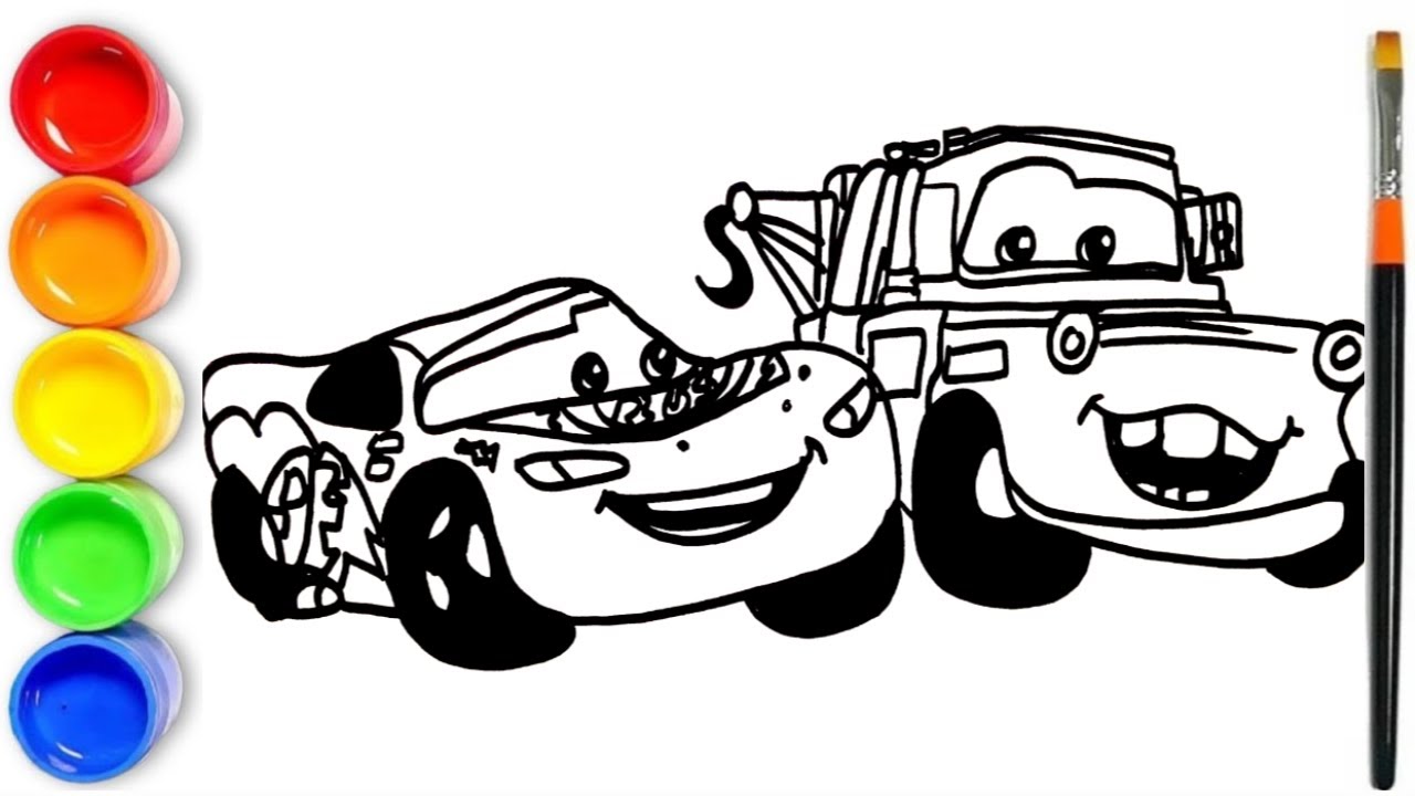How to draw LIGHTNING McQUEEN From Disney Pixar CARS Tow Mater, Cars ...