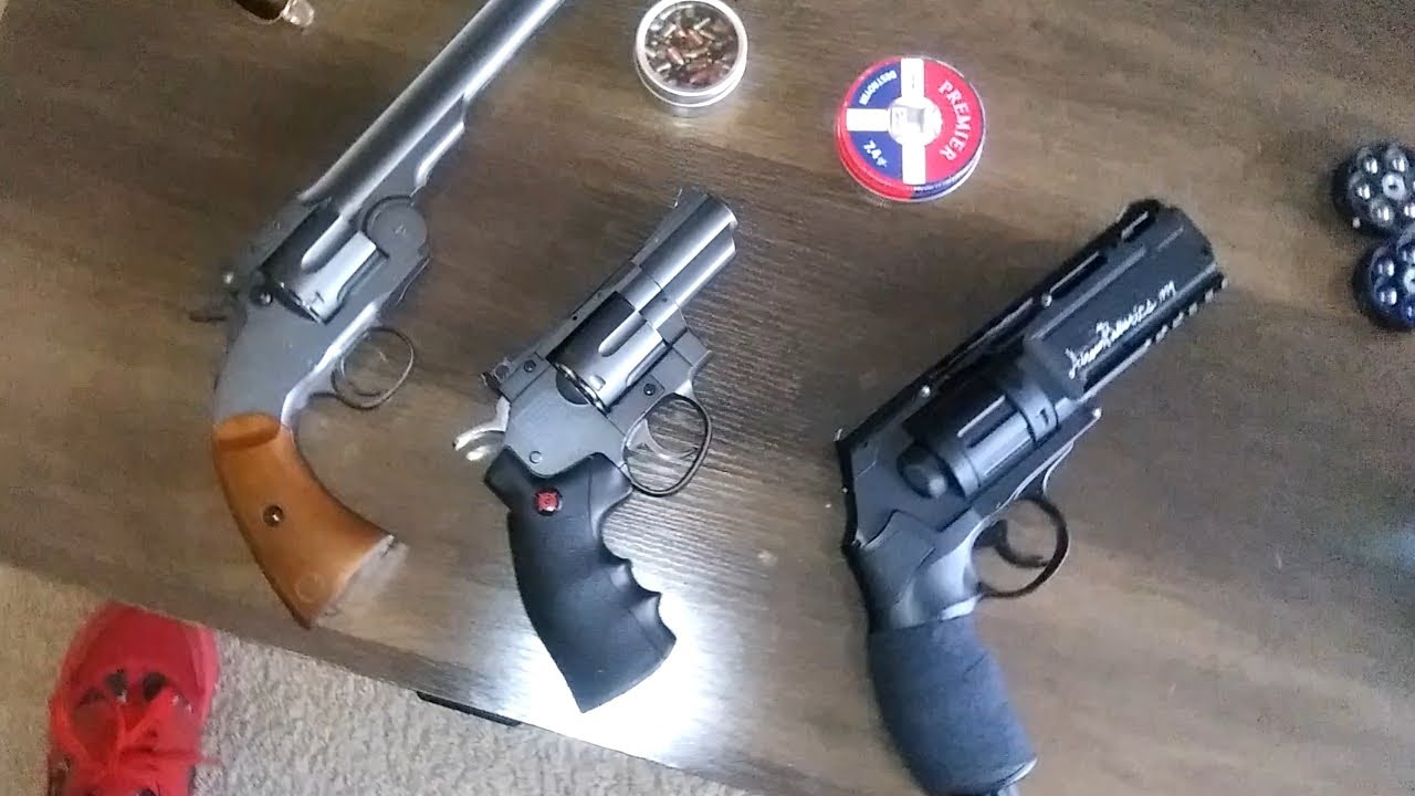 POWER TEST !!! CO2 revolvers! Crosman SNR 356 vs. Barra Schofield #3 vs ...