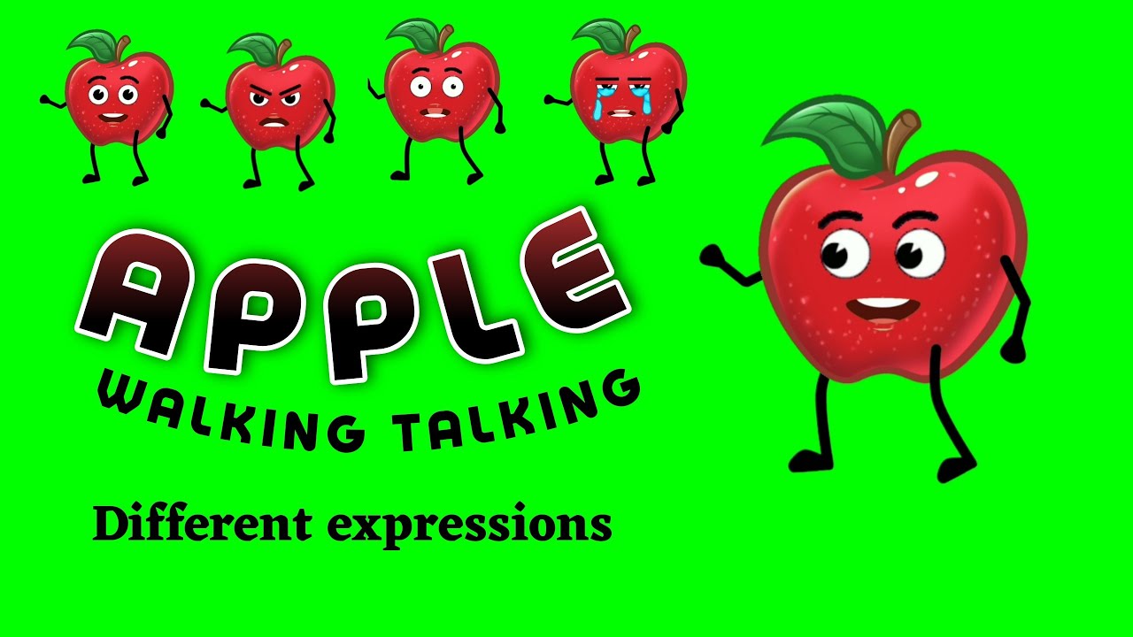 apple with hands & legs | walking animation| talking face with ...