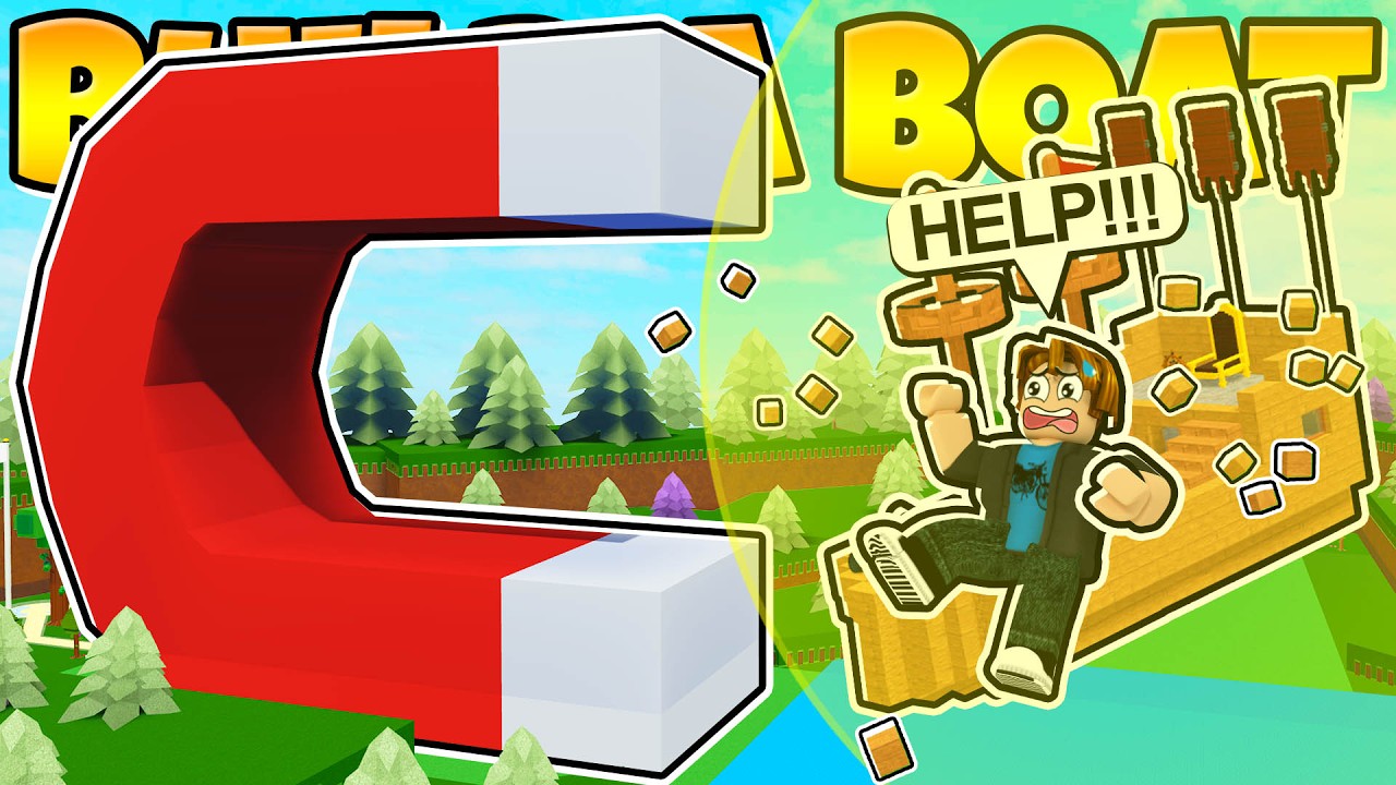 I built a giant magnet that grabs EVERYTHING In Build a Boat - YouTube