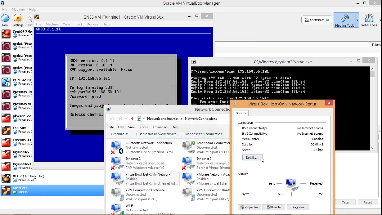 Connecting Host Laptop/PC to GNS3 VM via Adapter Host-only (5/7) - YouTube