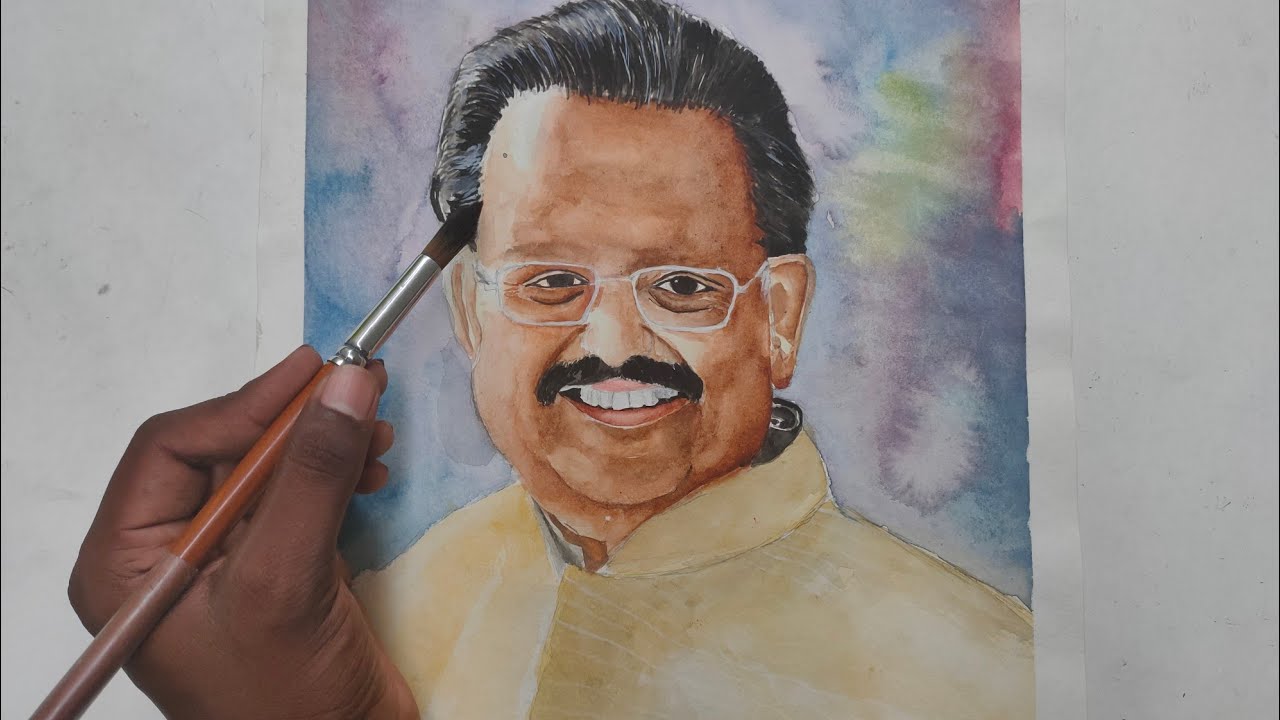 How to make this SP balasubramaniam drawing watercolors - YouTube