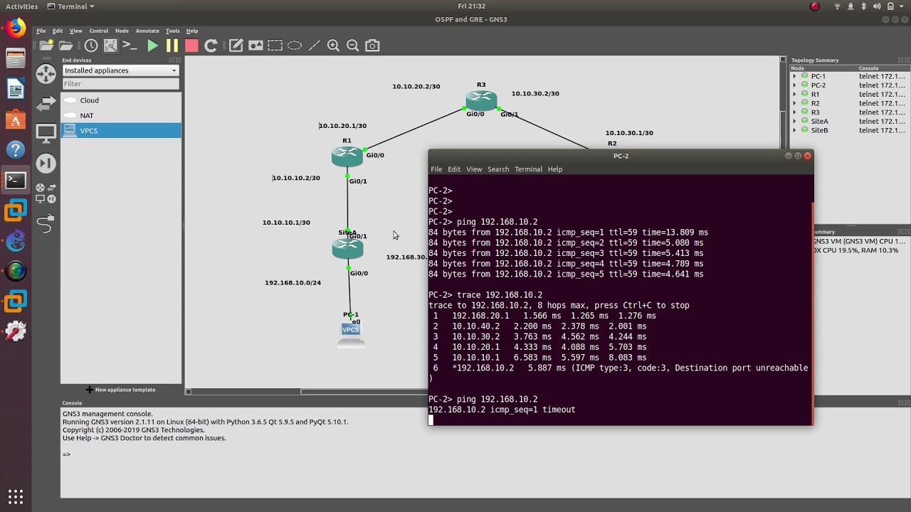 GNS3 LAB: Configuring OSPFv4 and a GRE VPN Tunnel - YouTube