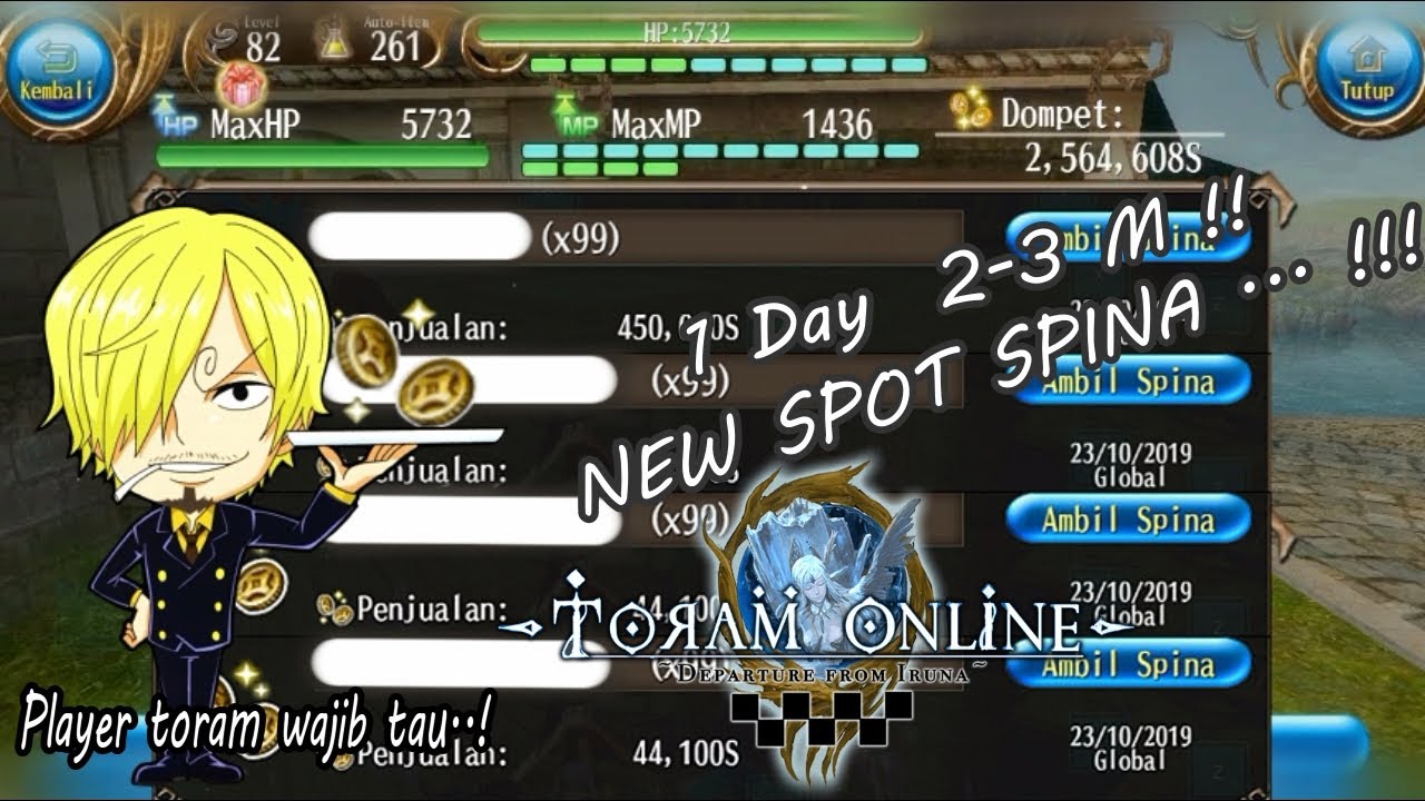 Toram Online - Farming spina toram Get 2- 3M for a Day . - YouTube