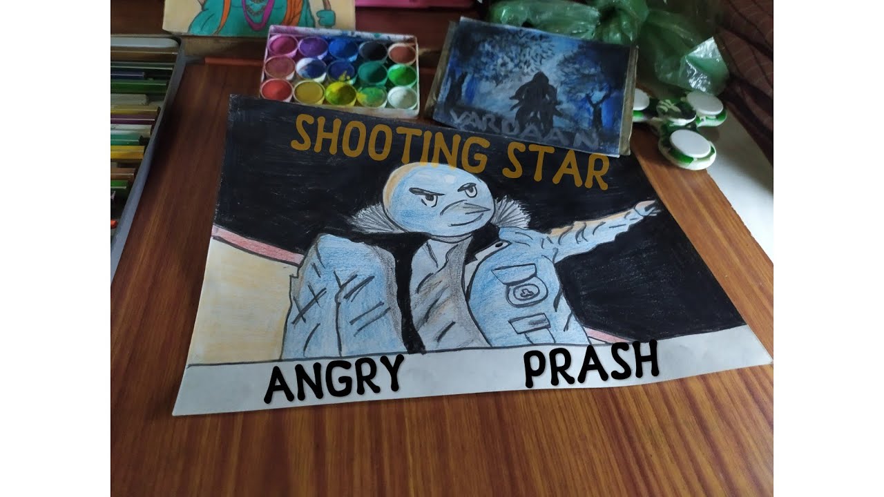 SHOOTING STAR।।Angry Prash drawing।। Drawing Angry Prash।।Colour pencil ...